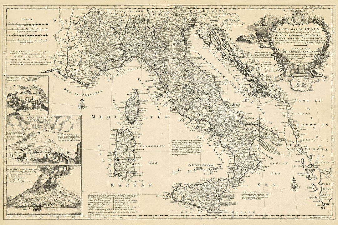 1714 Map of Italy - Etsy