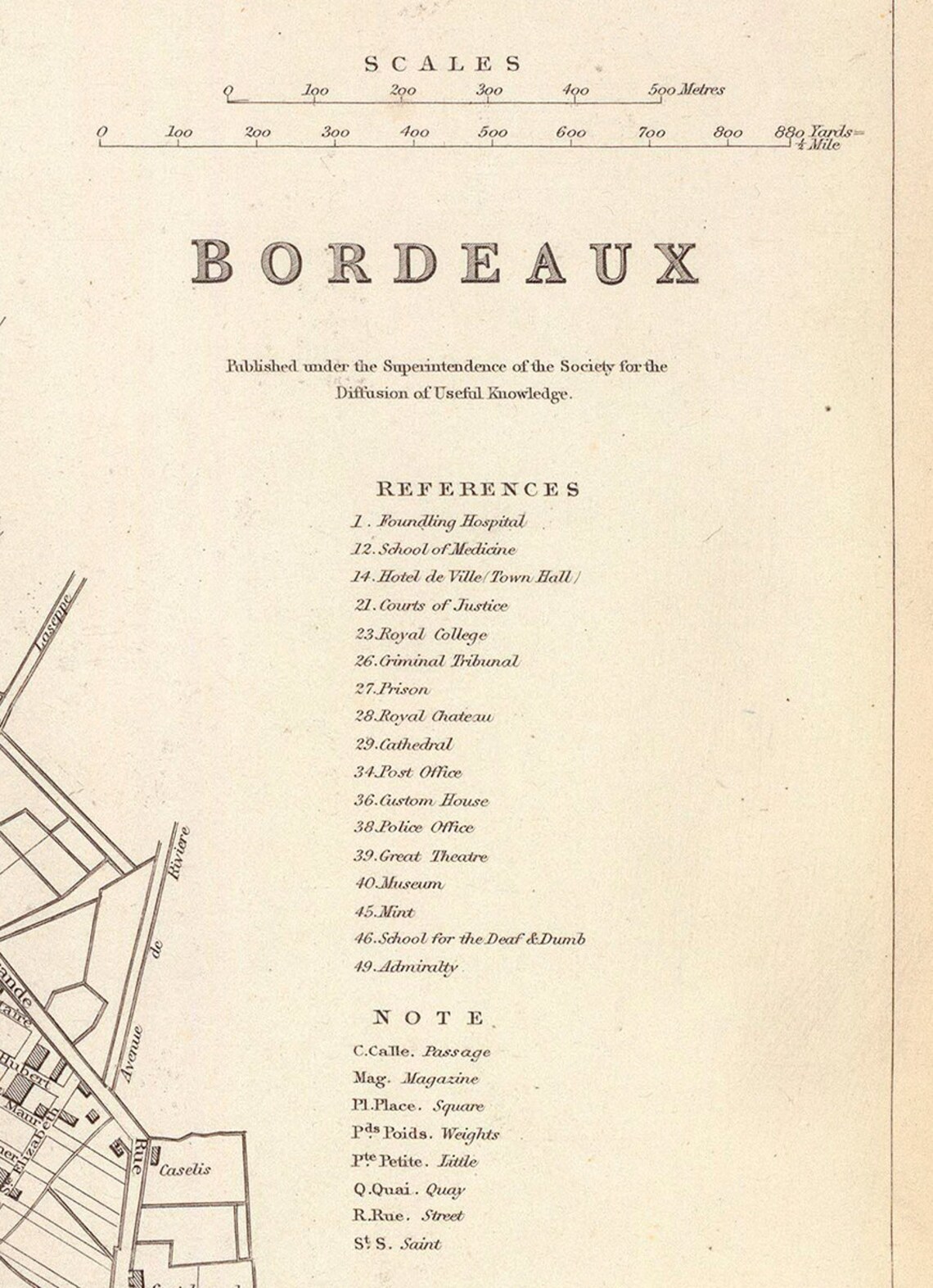 1832 Map of Bordeaux, France - Etsy