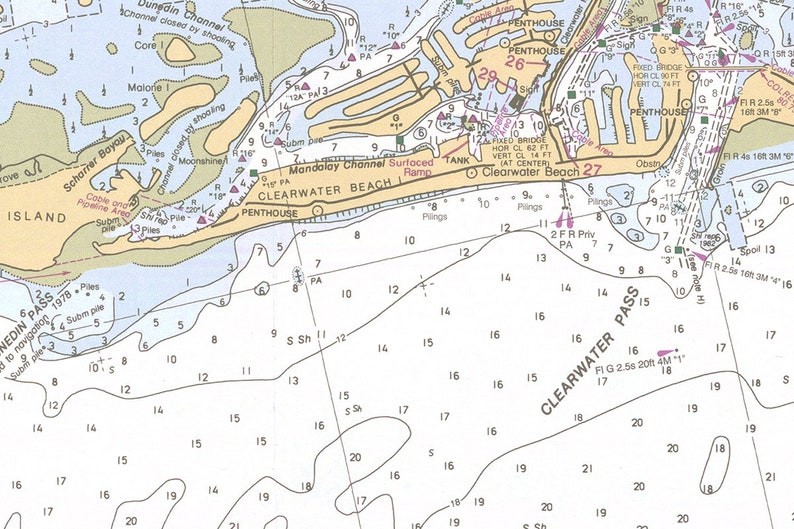 1996 Nautical Chart of Clearwater Harbor - Etsy