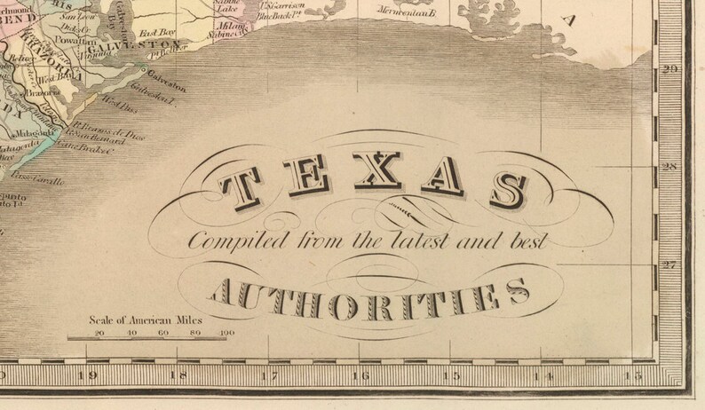 1848 Map of Texas | Etsy