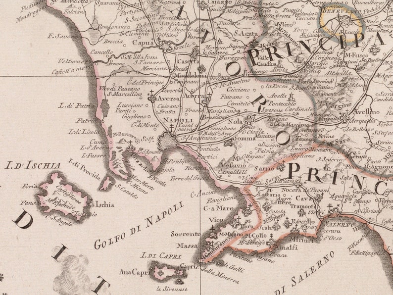 1790 Map of the Campania Region in Italy - Etsy