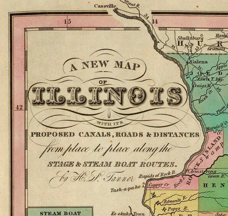 1833 Map of Illinois - Etsy