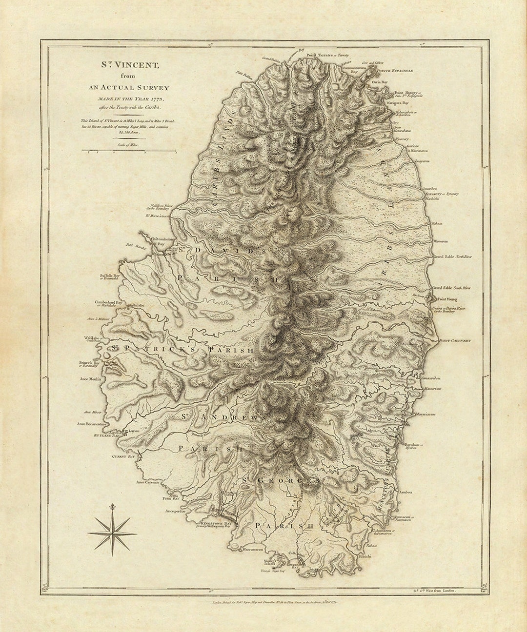 1775 Map of St. Vincent - Etsy