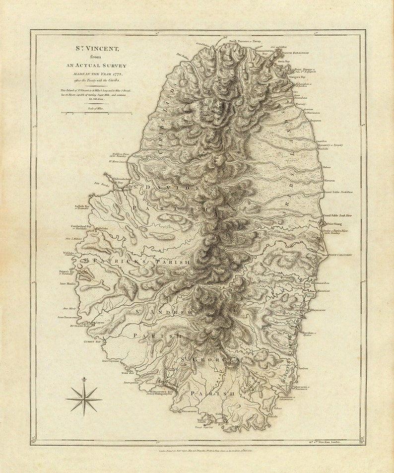 1775 Map of St. Vincent - Etsy