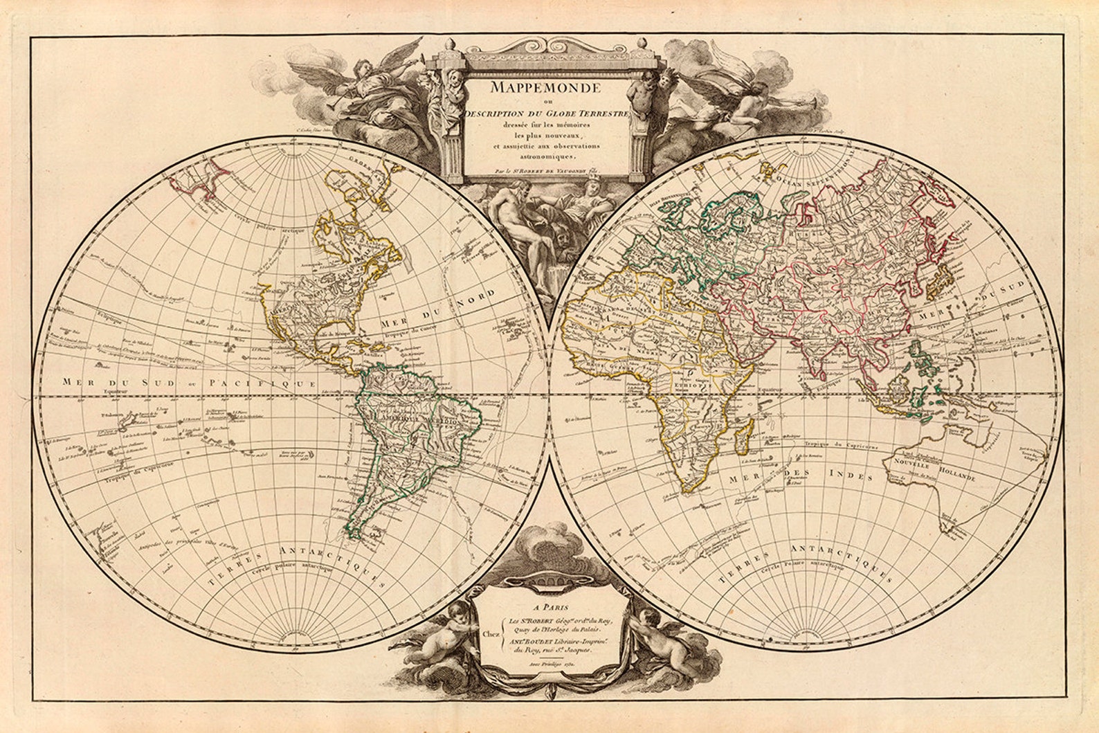 1752 Map of the World - Etsy