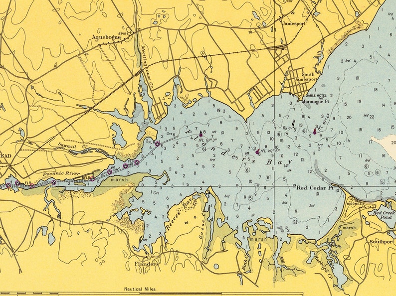 1949 Nautical Chart of Peconic Bay - Etsy