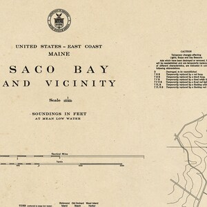 1943 Nautical Chart of Saco Bay - Etsy