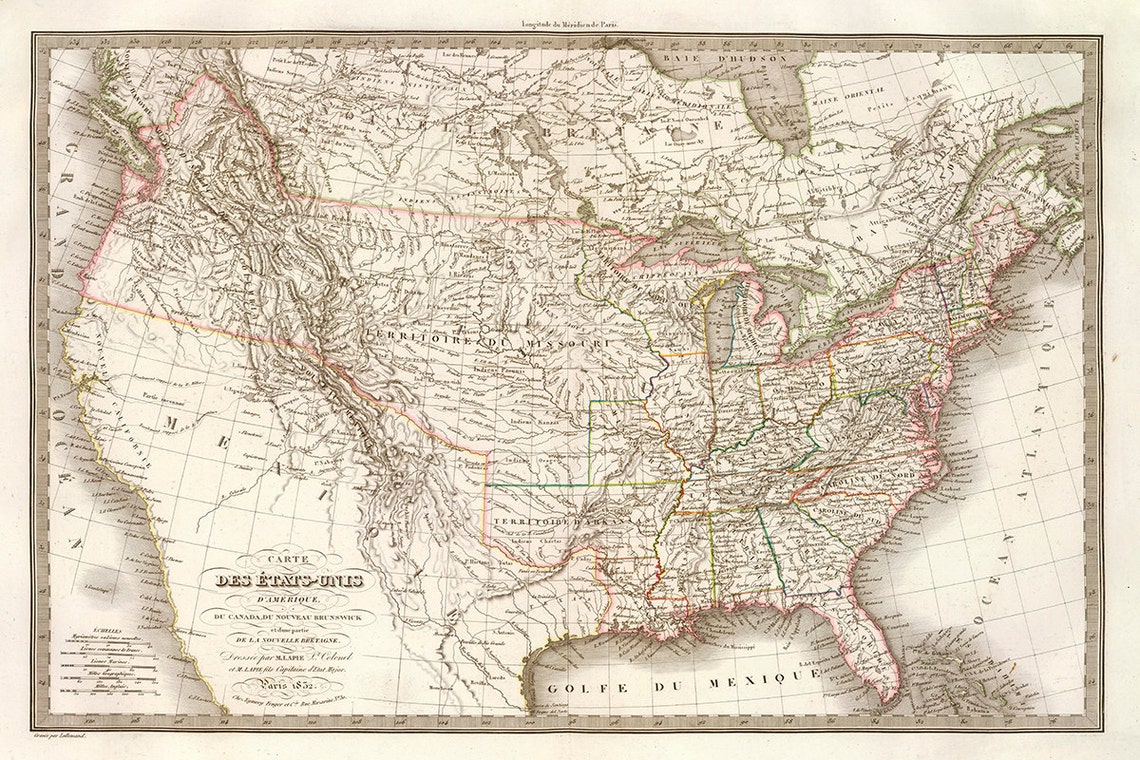 1832 Map of the United States - Etsy