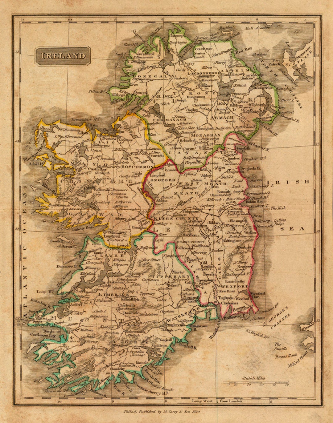 1820 Map of Ireland - Etsy