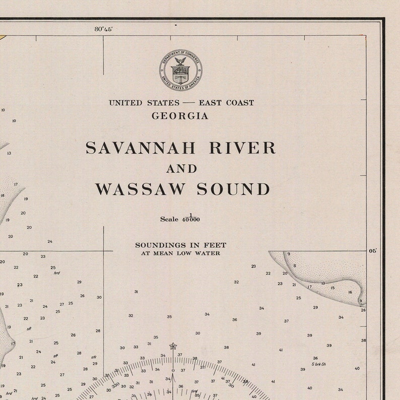 1935 Nautical Chart of Savannah River - Etsy
