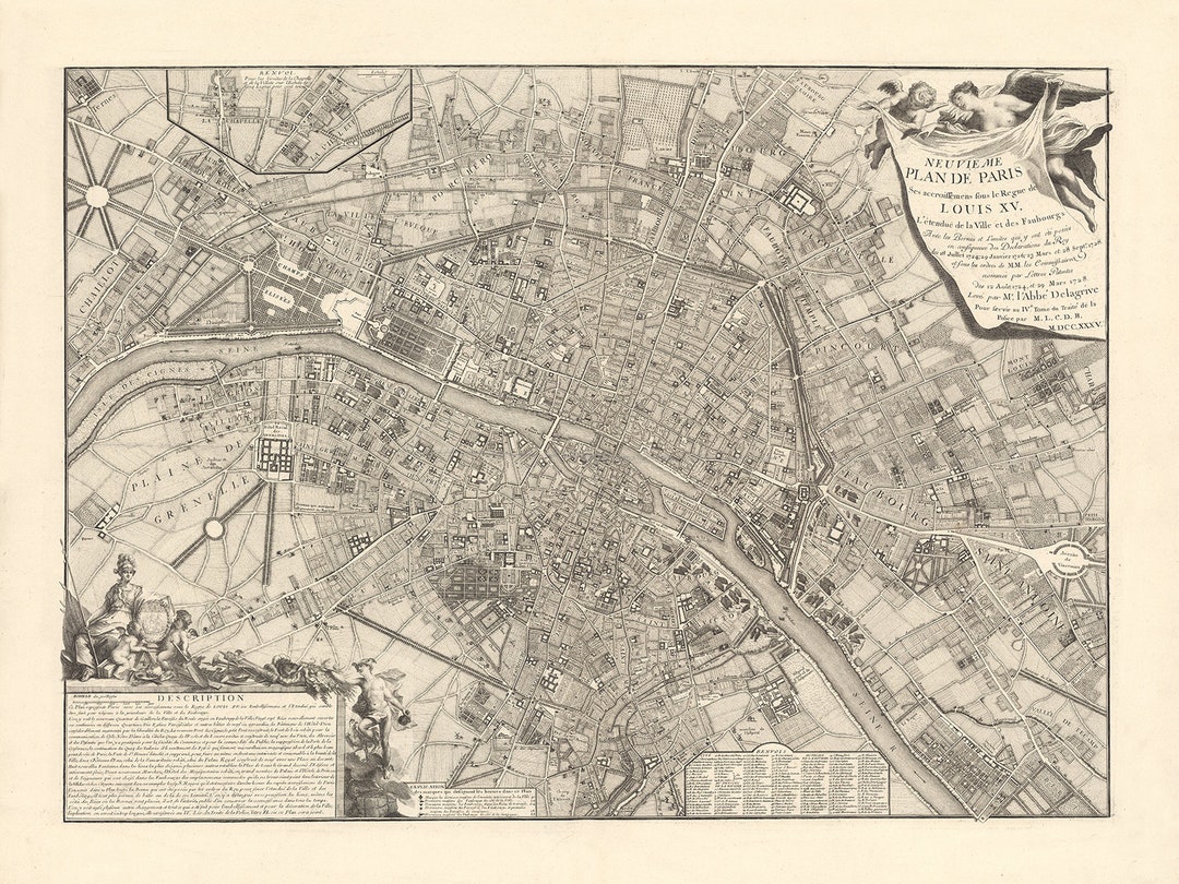 1735 Map of Paris - Etsy