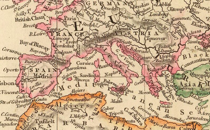 1832 Map of the World - Etsy