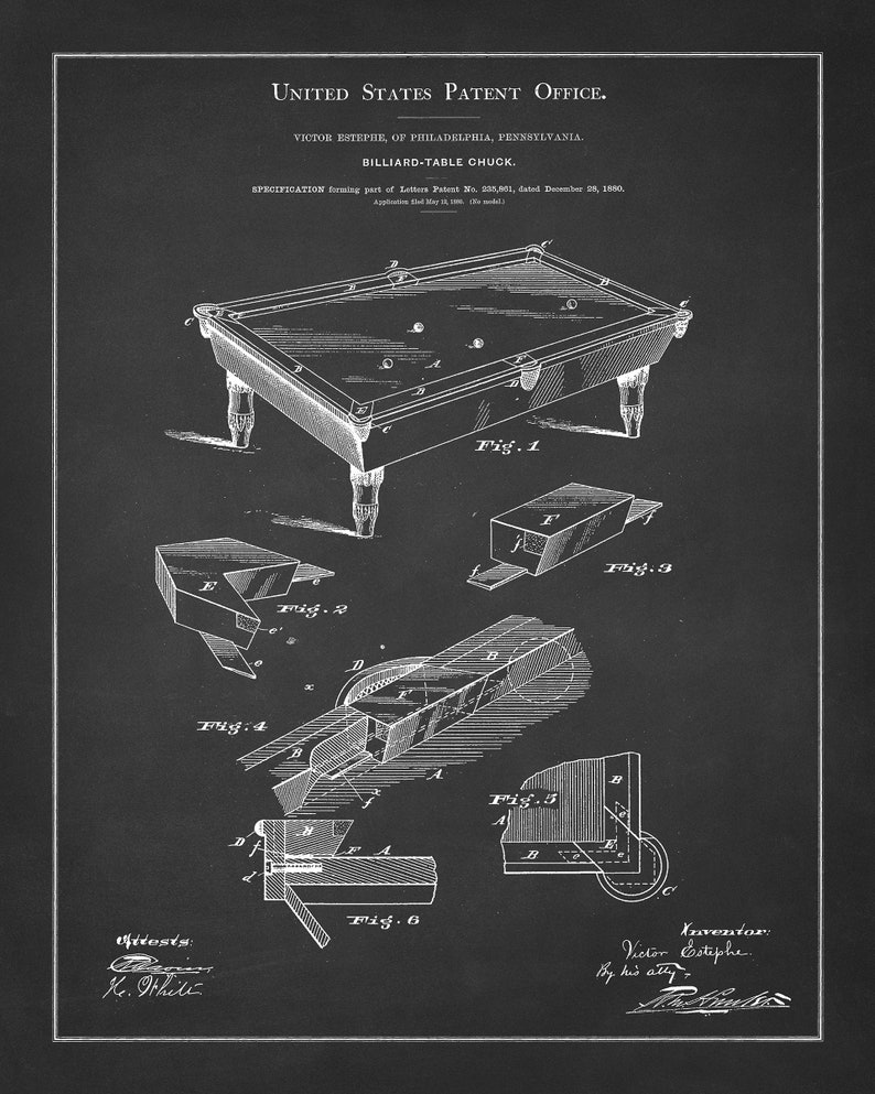 Billiard Table Patent Print - Etsy
