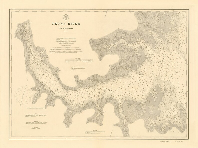 1878 Nautical Chart of Neuse River - Etsy