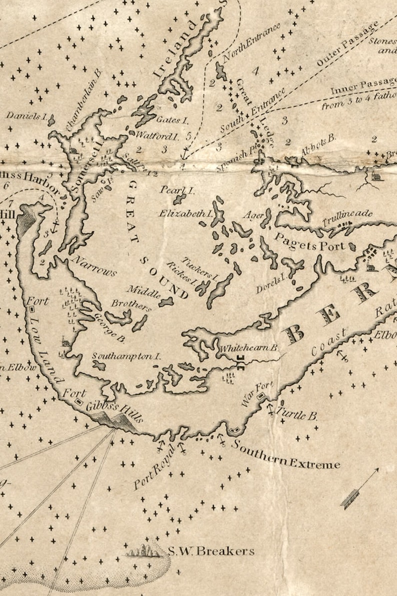 1819 Nautical Chart of Bermuda - Etsy