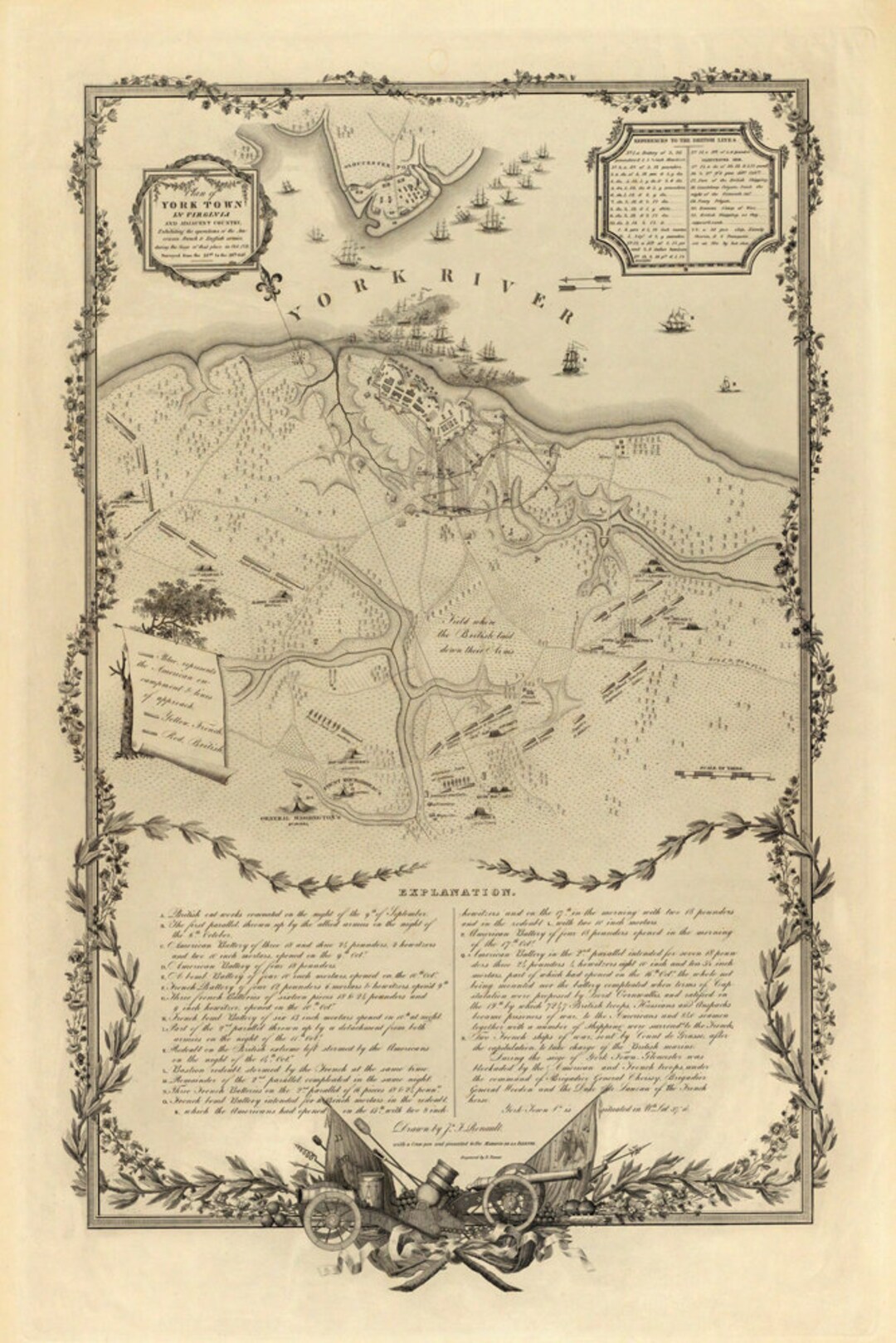 1781 Map of the Siege of Yorktown - Etsy