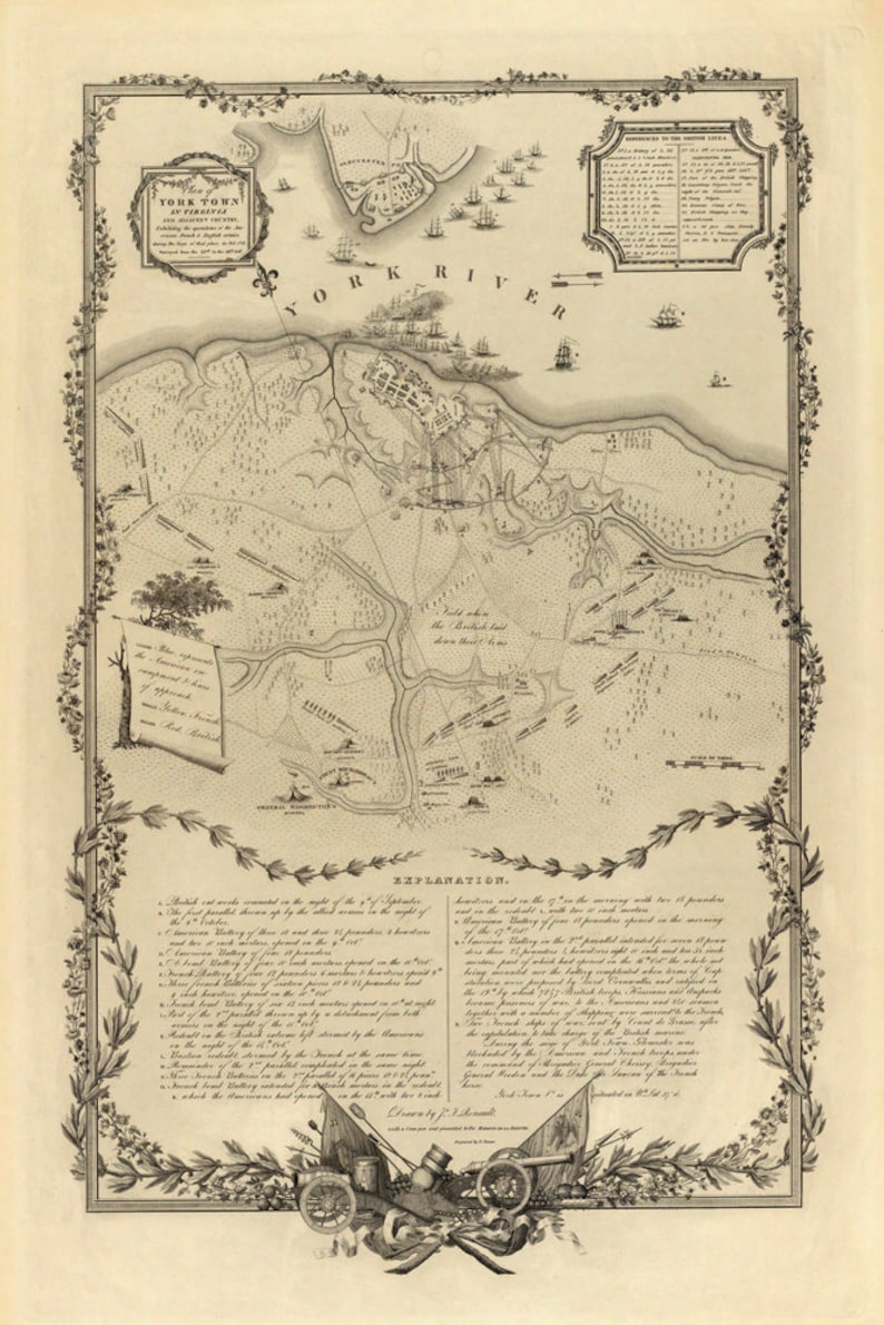 1781 Map of the Siege of Yorktown - Etsy