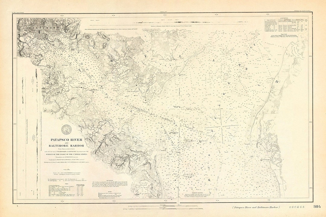 Patapsco River and Baltimore Harbor – 1880 - Etsy