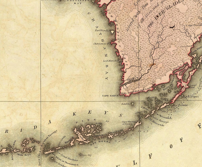 1823 Map of Florida - Etsy