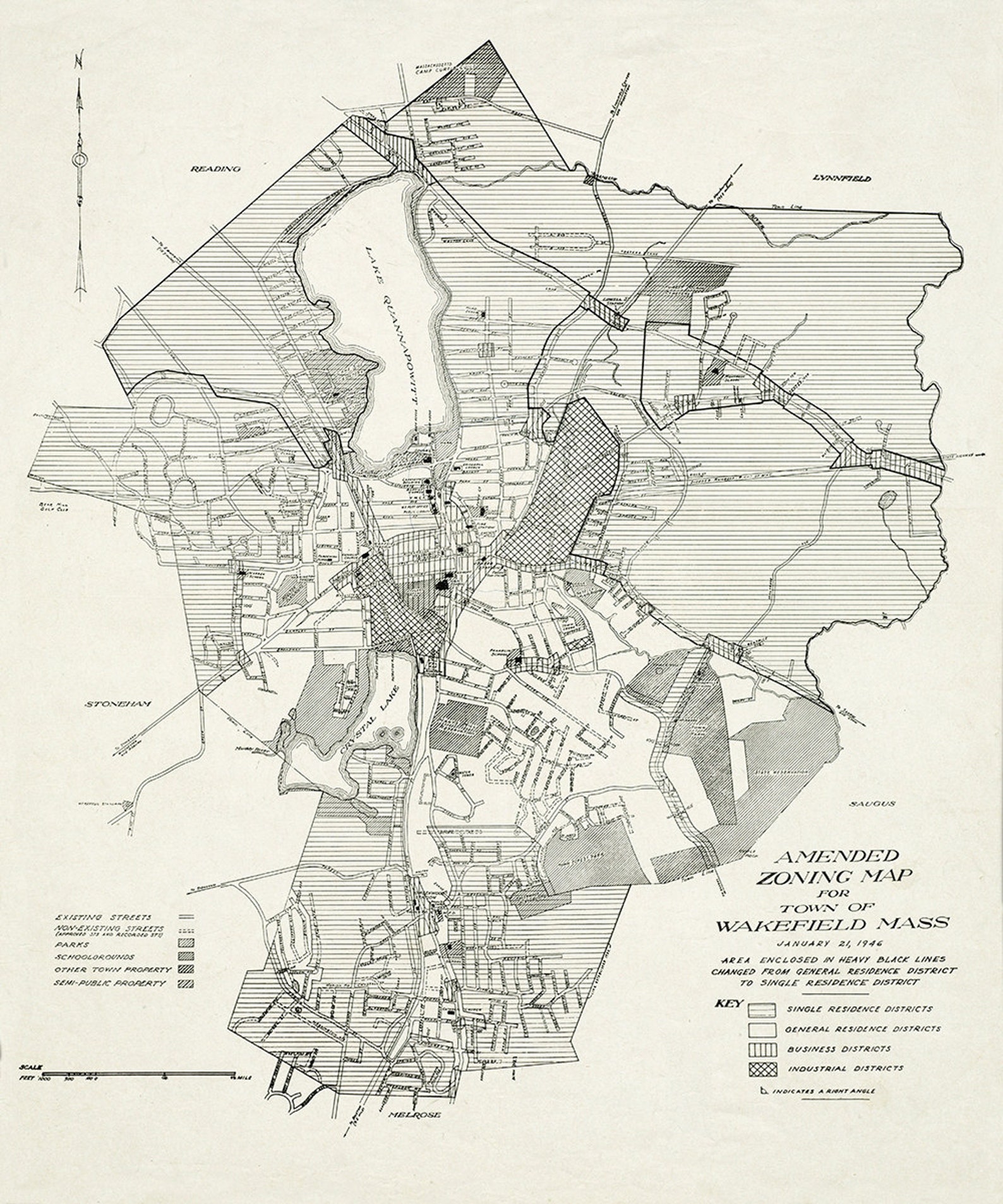 1946 Map of Wakefield, Massachusetts - Etsy