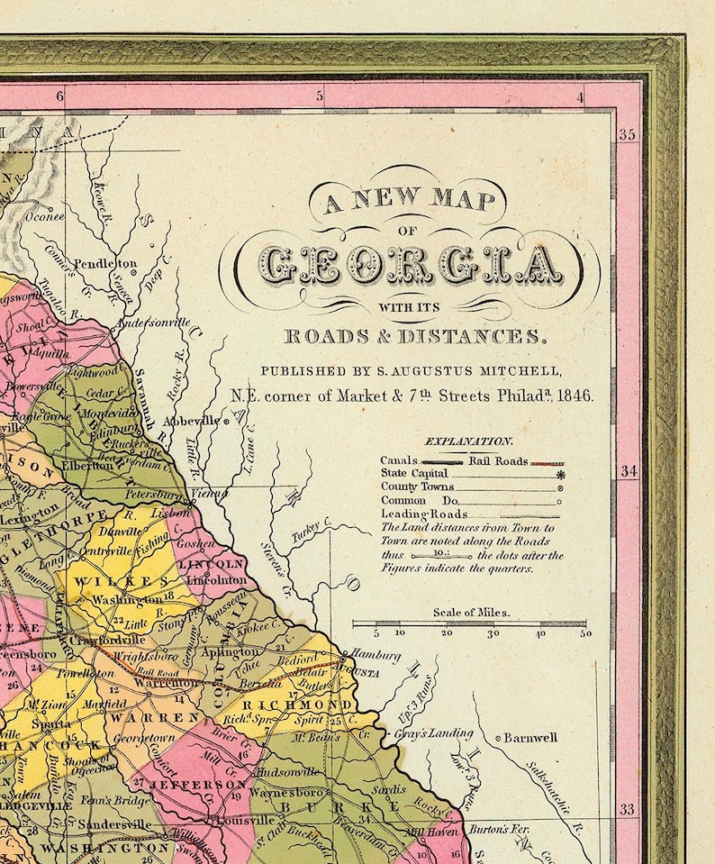 1846 Map of Georgia - Etsy