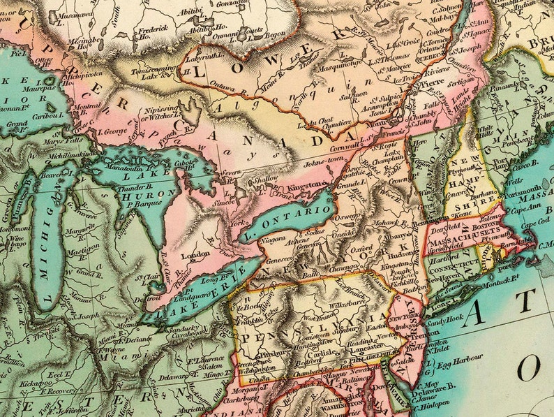 1824 Map of North America - Etsy