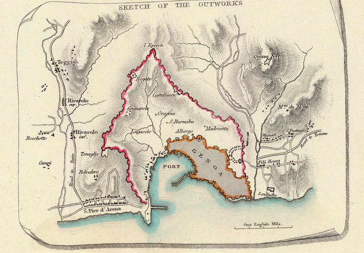 1836 Map of Genoa, Italy - Etsy