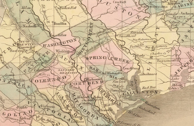 1848 Map of Texas - Etsy