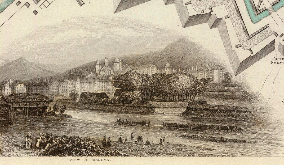 1841 Map of Geneva, Switzerland - Etsy