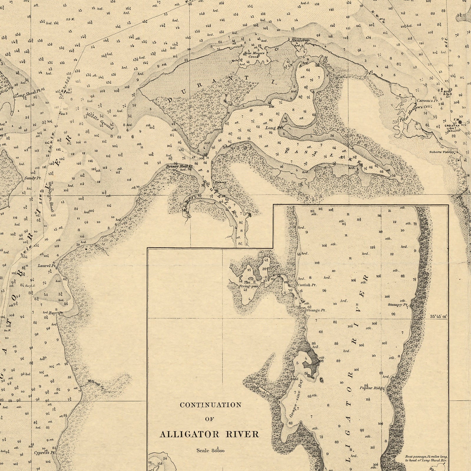 1895 Nautical Chart of Albemarle Sound - Etsy