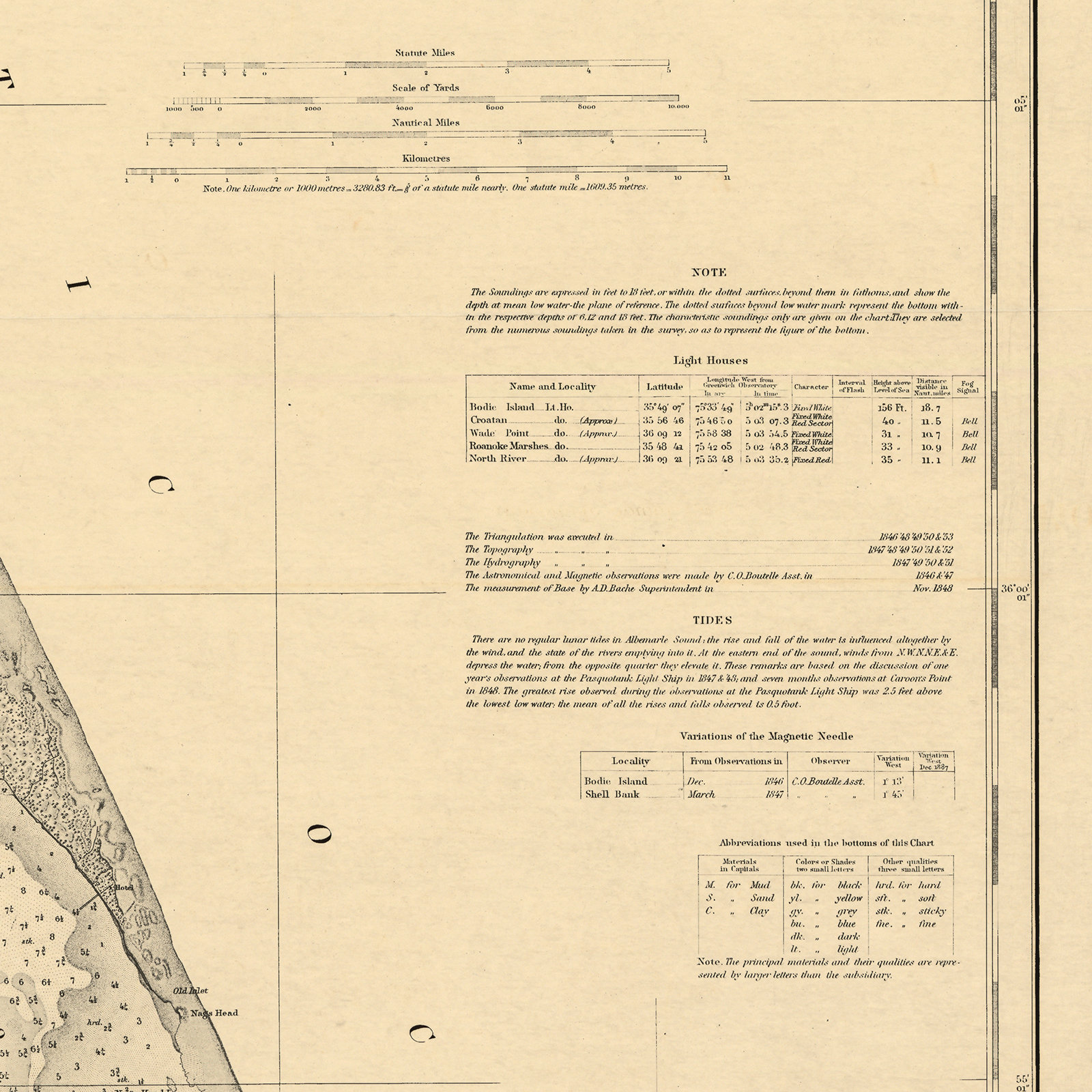 1895 Nautical Chart of Albemarle Sound - Etsy