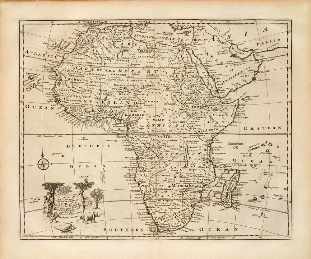 1747 Map of Africa - Etsy