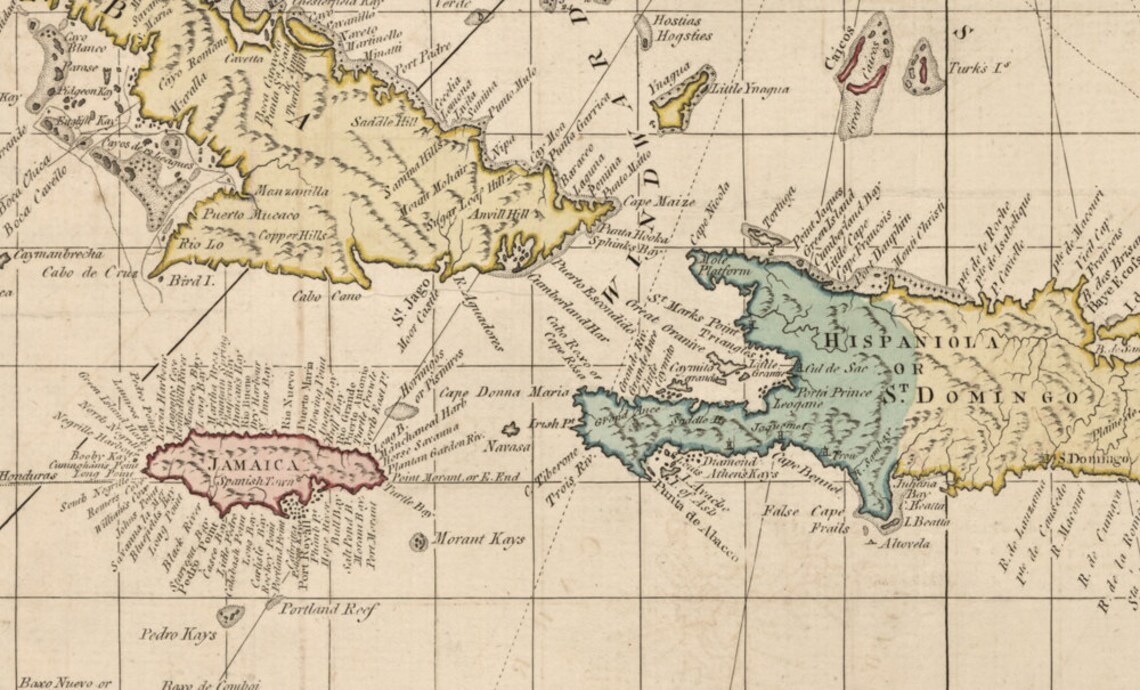 1774 Map of the Caribbean - Etsy