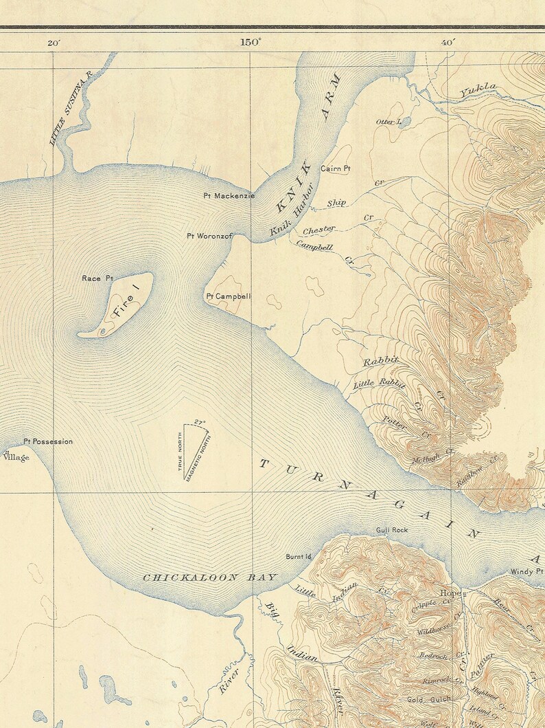 1915 Map of Kenai Penninsula, Alaska - Etsy