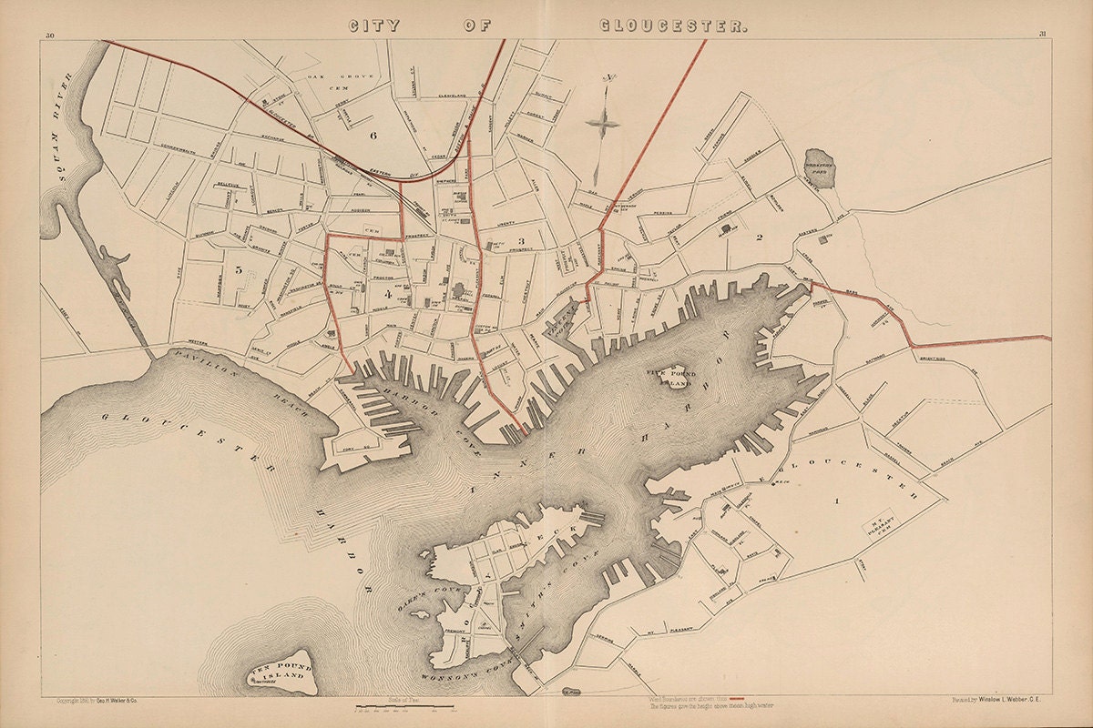 1891 Map of Gloucester, Massachusetts - Etsy