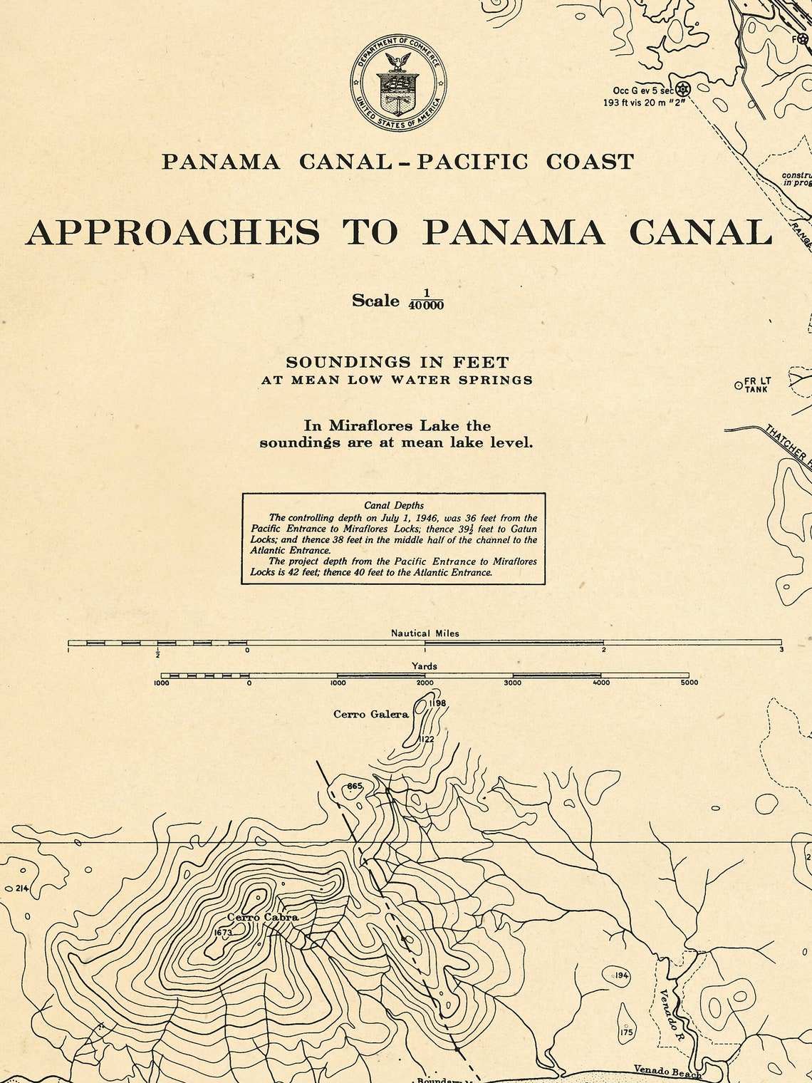 1947 Nautical Chart of the Panama Canal - Etsy