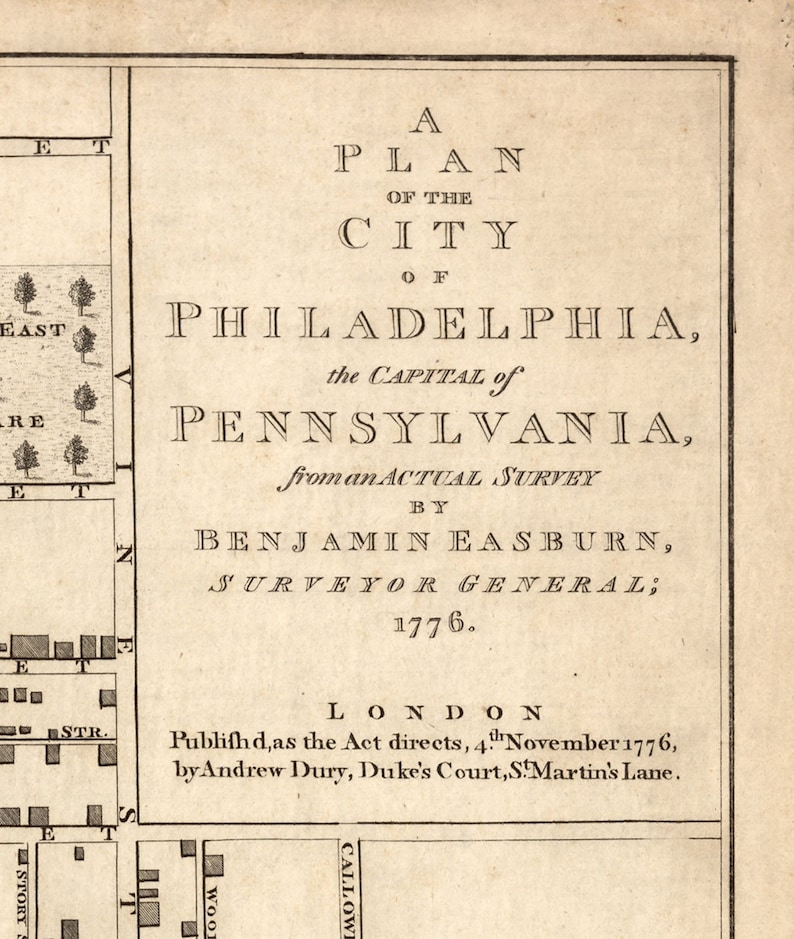 1776 Map of Philadelphia - Etsy