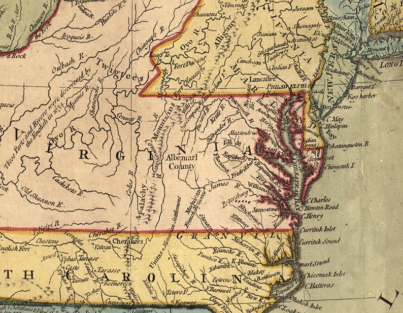 1771 Map of the US and Canada - Etsy