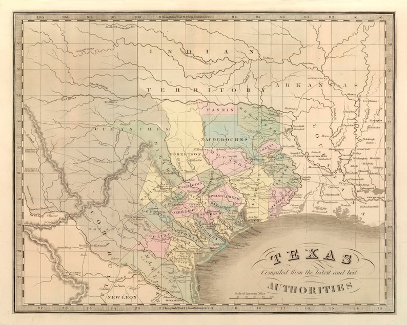 1848 Map of Texas - Etsy