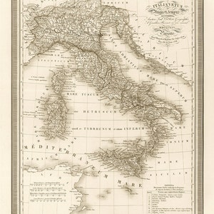 1825 Map of Italy - Etsy