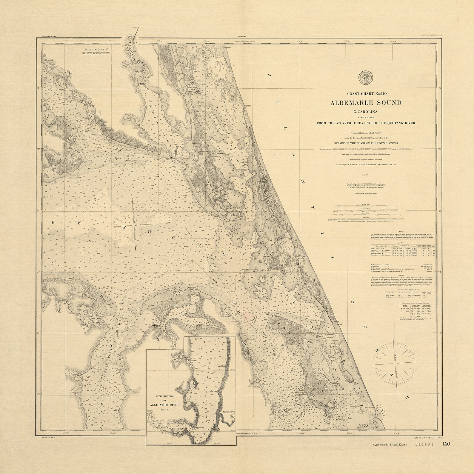 1895 Nautical Chart of Albemarle Sound - Etsy