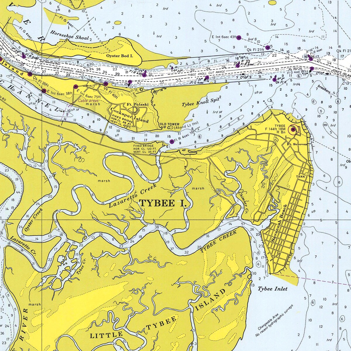 1968 Nautical Chart of Savannah River - Etsy
