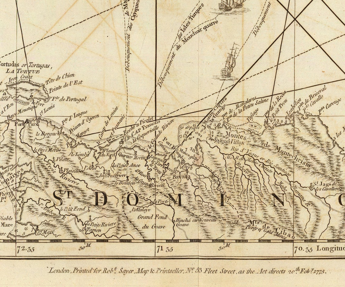 1775 Map of the Windward Passage - Etsy