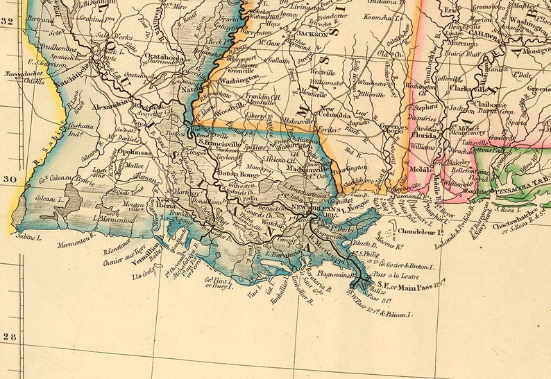 1834 Map of America - Etsy