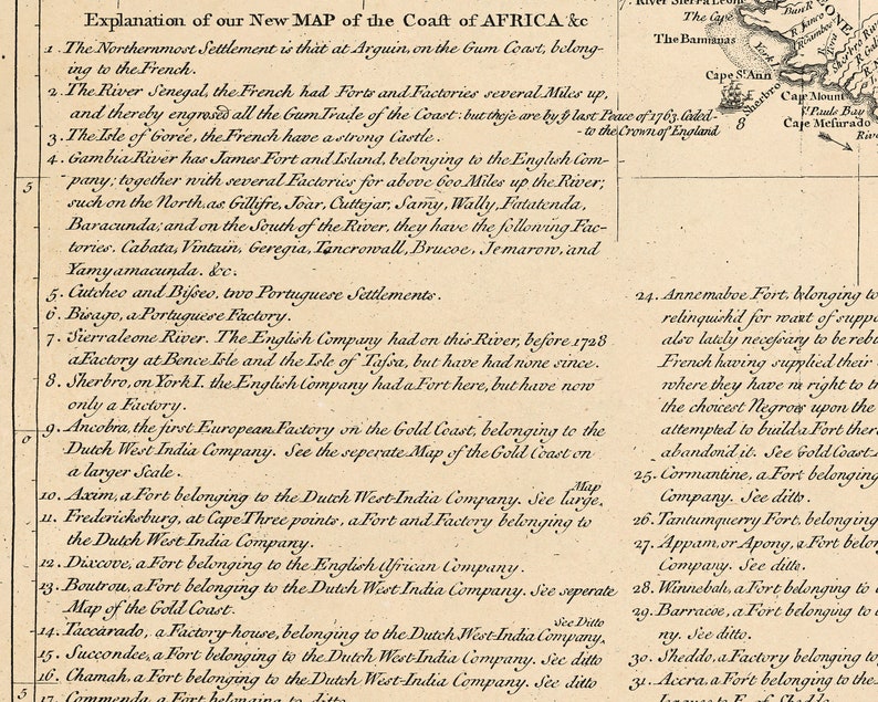 1774 Map of the African Coast - Etsy