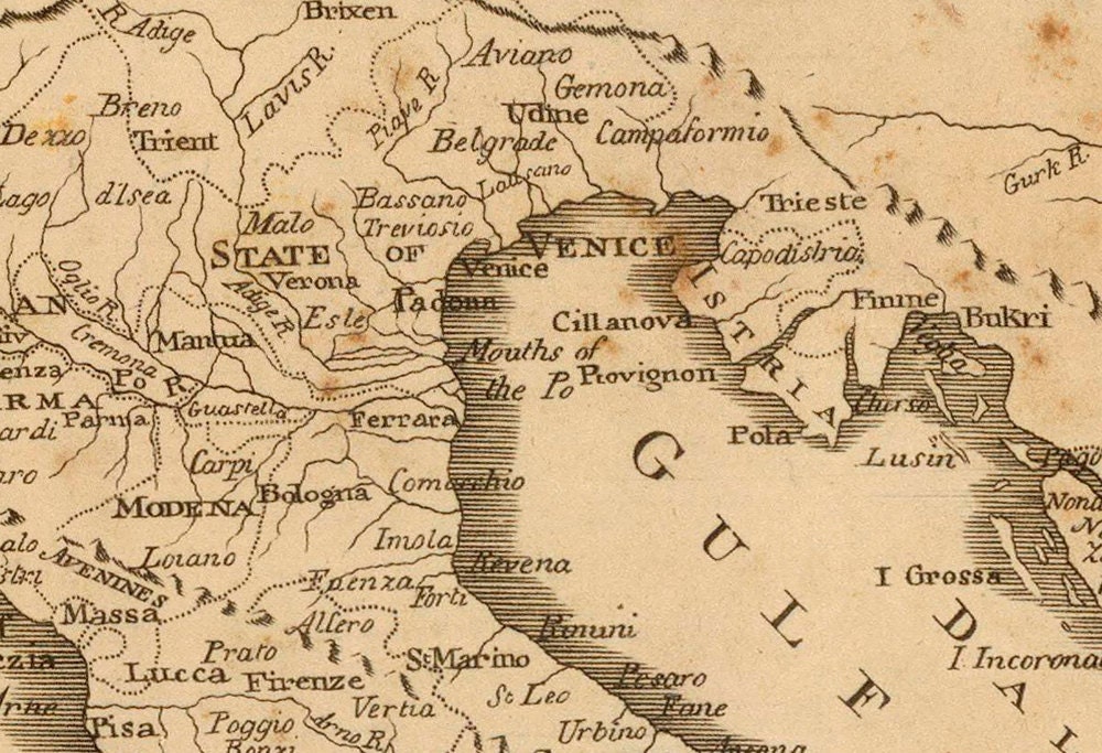 1812 Map of Italy - Etsy