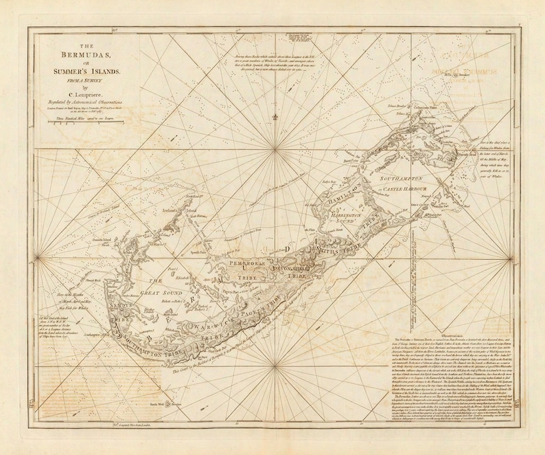 1787 Map of Bermuda - Etsy