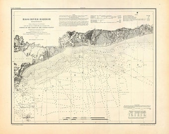 Bass River Harbor Map Map 1857 Nautical Chart Print - Etsy