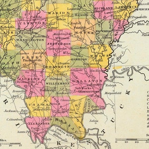 1846 Map of Illinois - Etsy