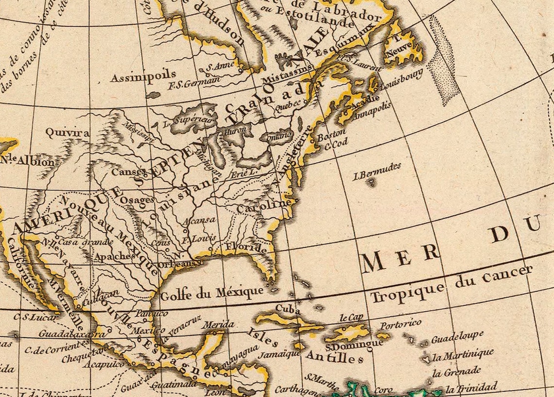 1752 Map of the World - Etsy